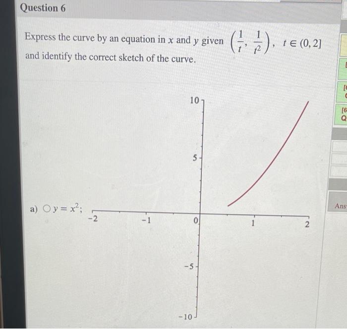 Solved Question 6 Express the curve by an equation in x and | Chegg.com