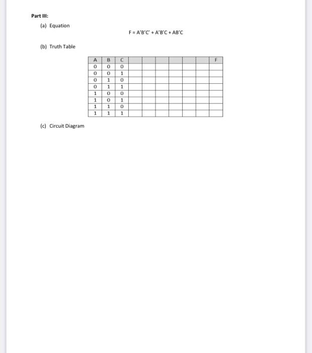 Solved (a) Circuit Diagram (b) Truth Table (c) Equation | Chegg.com