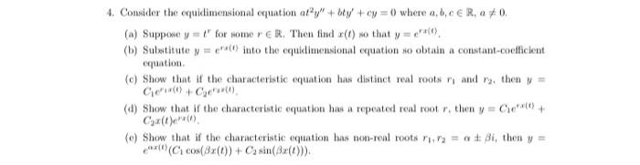 4. Consider the equidimensional equation | Chegg.com
