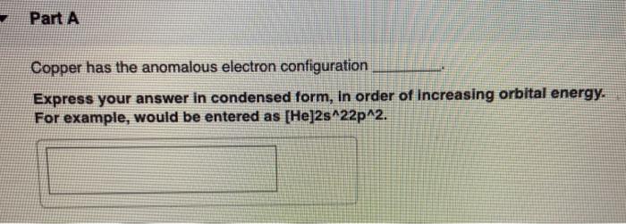 Solved Part A Copper Has The Anomalous Electron
