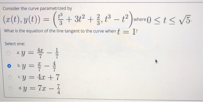 Solved Consider the curve parametrized by (z(t), y(t)) = (+ | Chegg.com