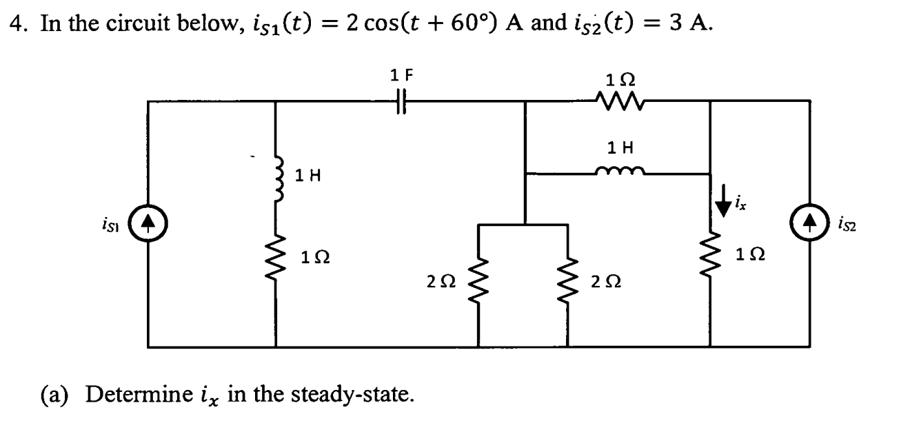 Solved In the circuit below, is1(t)=2cos(t+60°)A ﻿and | Chegg.com