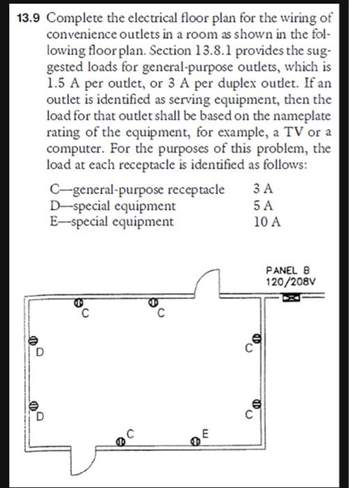 Solved 13.9 Complete the electrical floor plan for the | Chegg.com