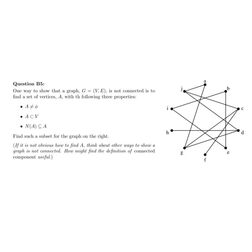 Solved Question B5:One way to show that a graph, G=(V,E), | Chegg.com