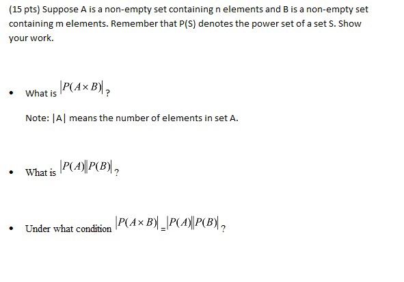 Solved (15 pts) Suppose A is a non-empty set containing n | Chegg.com