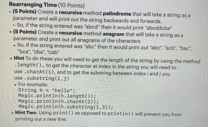 Solved Rearranging Time (10 Points) - (5 Points) Create a | Chegg.com