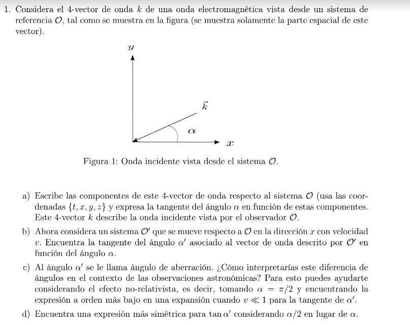 Considera el 4 -vector de onda k ﻿de una onda | Chegg.com