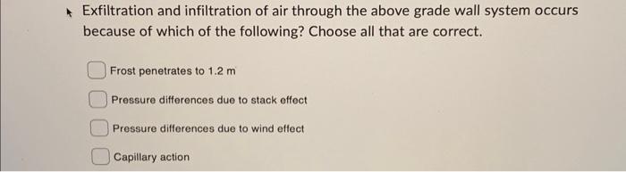 Solved Exfiltration and infiltration of air through the | Chegg.com