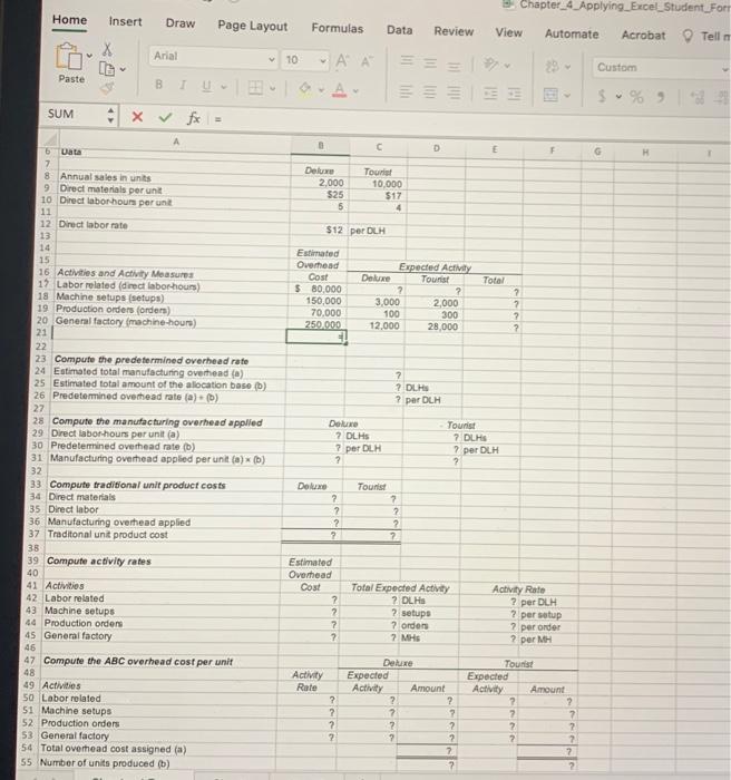 Solved Chapter 4: Applying Excel: Excel Worksheet (Part 1 of | Chegg.com Solved Chapter 4: Applying Excel: Excel Worksheet (Part 1 of | Chegg.com