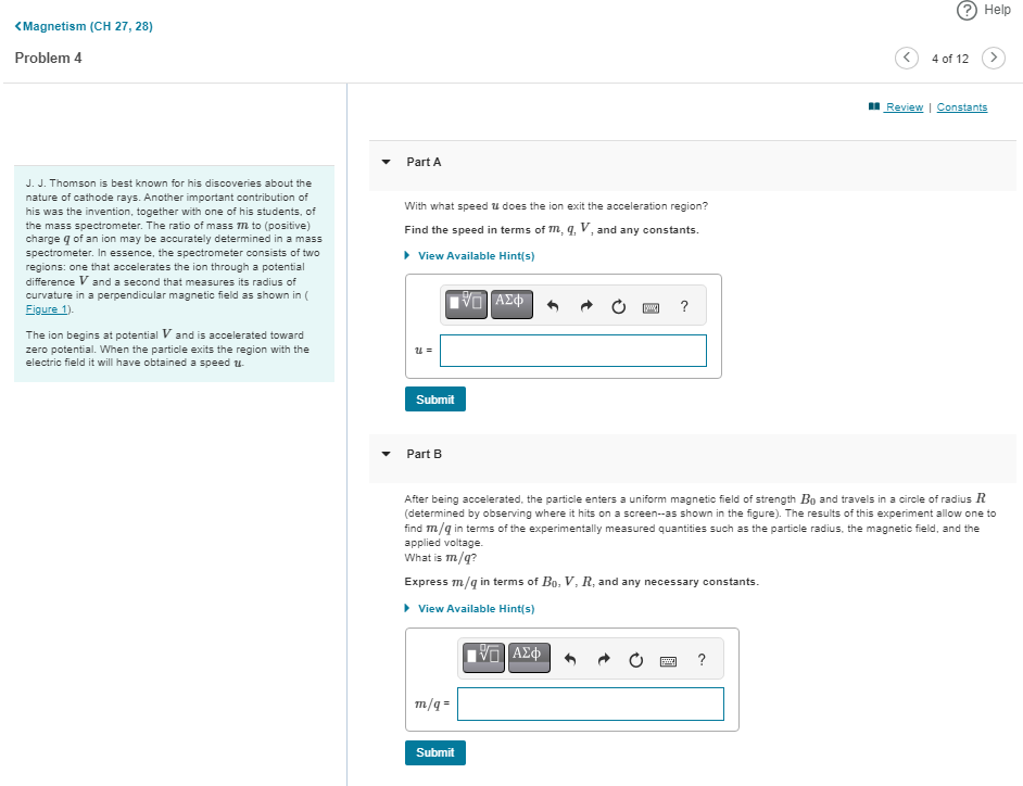 Solved J. ﻿J. ﻿Thomson is best known for his discoveries | Chegg.com