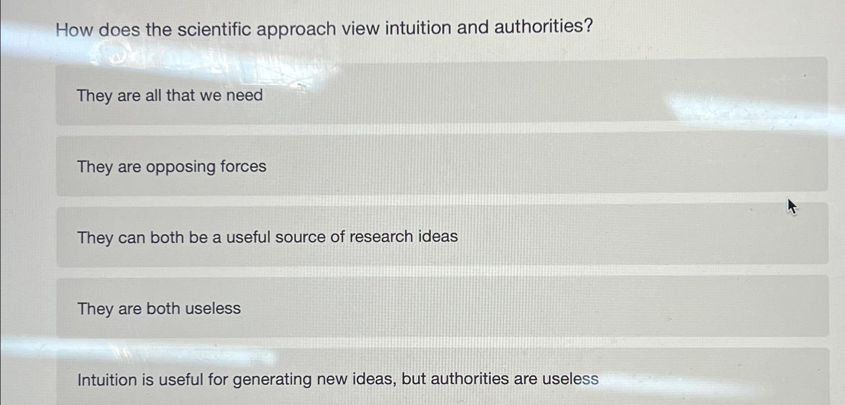 Solved How does the scientific approach view intuition and | Chegg.com