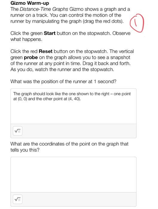 Gizmo Warm-up The Distance-Time Graphs Gizmo shows a | Chegg.com