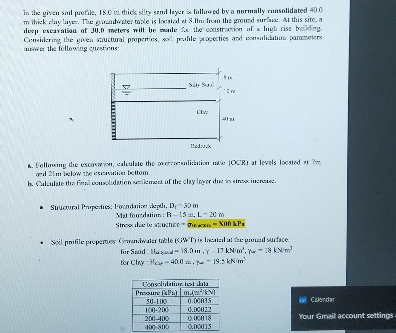 Solved In the given soil profile, 18.0 m thick silty sand | Chegg.com