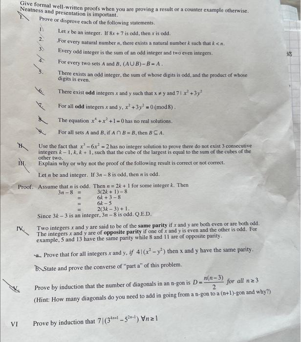 Solved Give formal well-written proofs when you are proving | Chegg.com