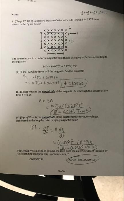 Solved Name: 141+144+181+25−4=π37 1. (Chapt 27, 10 3) | Chegg.com