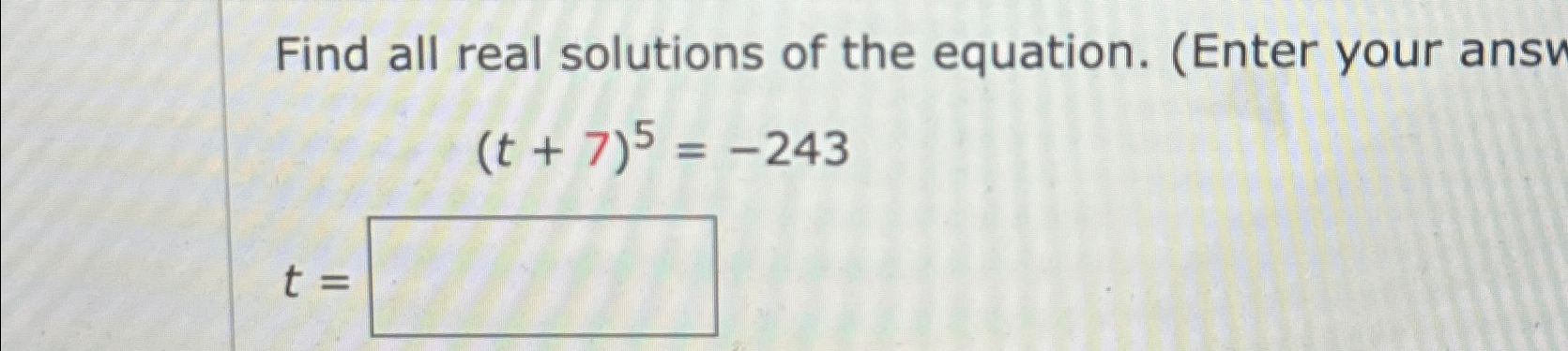 Solved Find all real solutions of the equation. (Enter your | Chegg.com