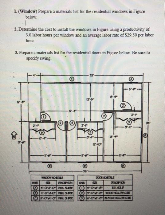Solved 1. (Window) Prepare a materials list for the | Chegg.com