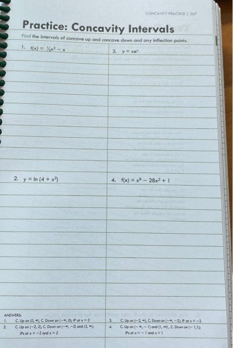 Solved Practice: Concavity Intervals Find the intervals of | Chegg.com