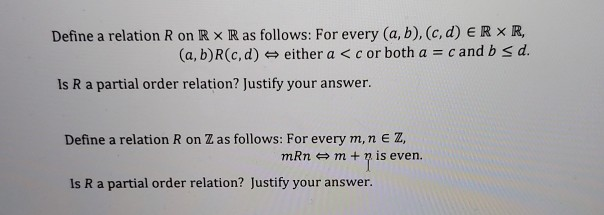 Solved Define a relation Ron RX R as follows: For every (a, | Chegg.com