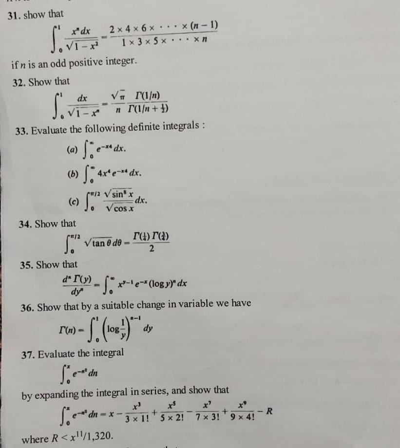 Solved Need Answers From 31 To 37 Gamma Beta Function