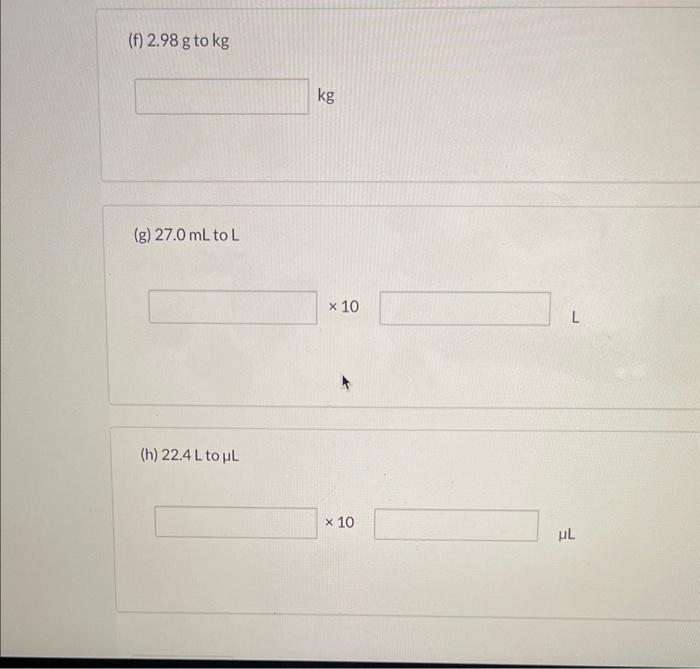 Solved Complete the following metric conversions using the | Chegg.com