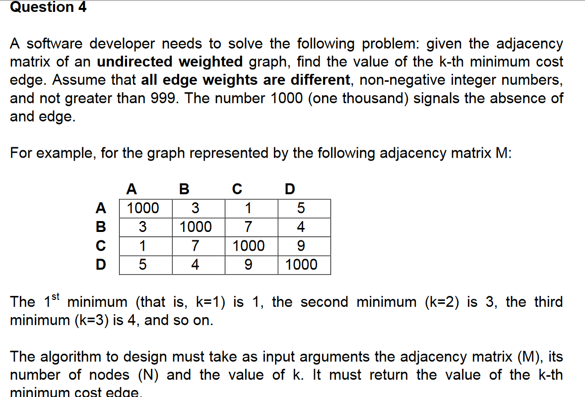 Solved Question 4A software developer needs to solve the | Chegg.com