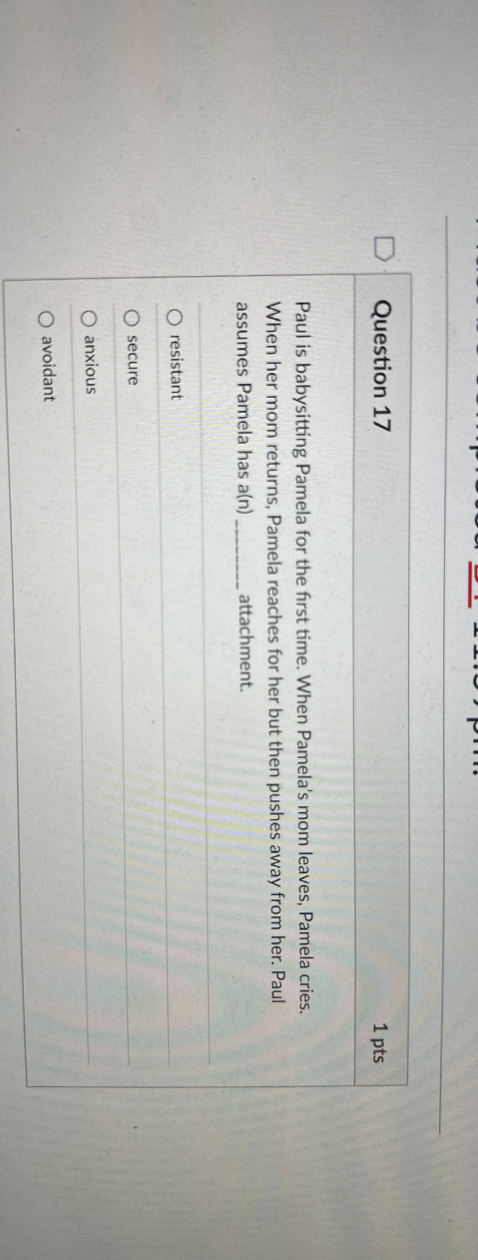 Solved Question 17Paul is babysitting Pamela for the first | Chegg.com
