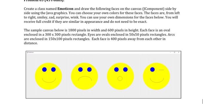 Solved Create a class named Emoticon and draw the following | Chegg.com