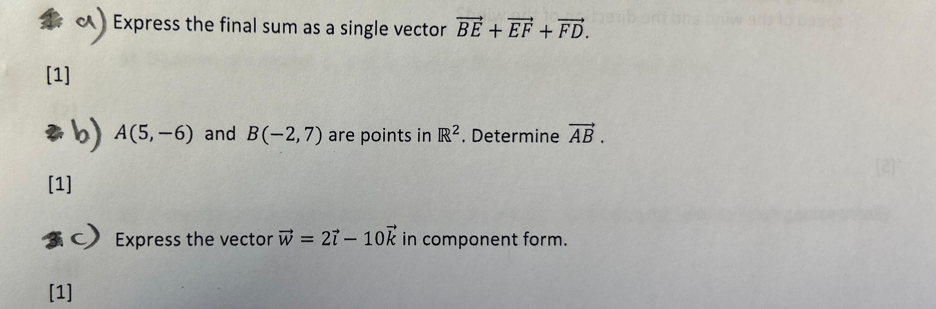 Solved Express the final sum as a single vector | Chegg.com