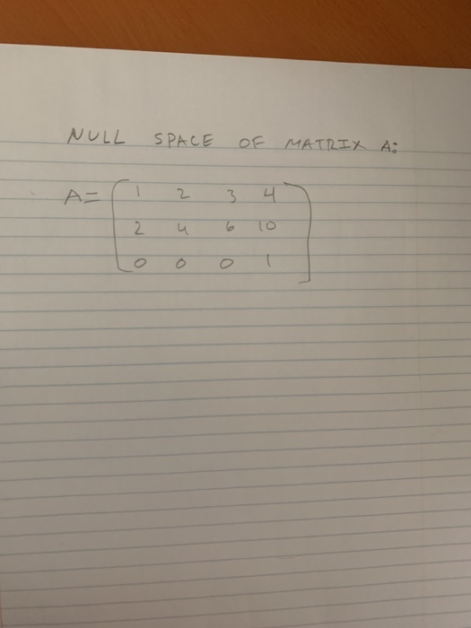 Solved NULL SPACE OF MATRIX A: A- 2 3 4 | Chegg.com