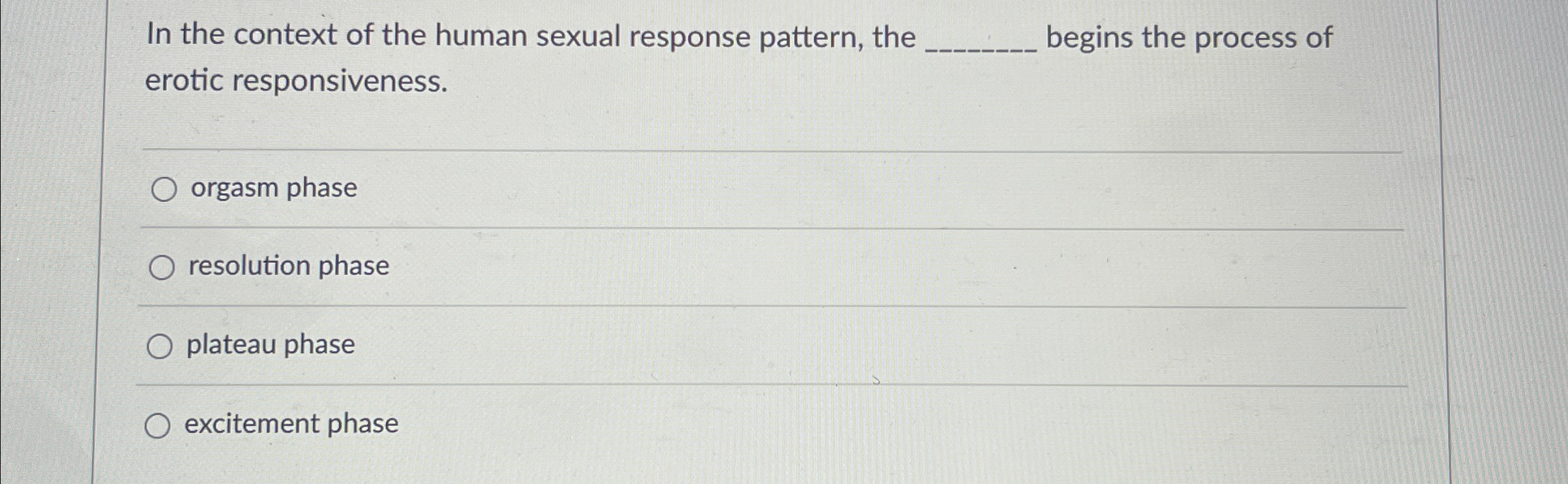 Solved In the context of the human sexual response pattern, | Chegg.com