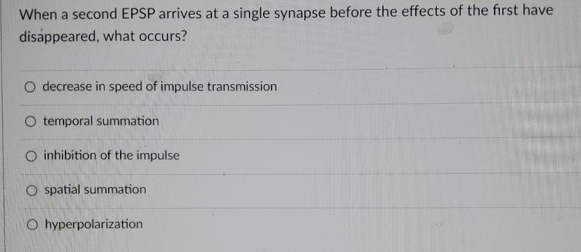 Solved When A Second Epsp Arrives At A Single Synapse Before