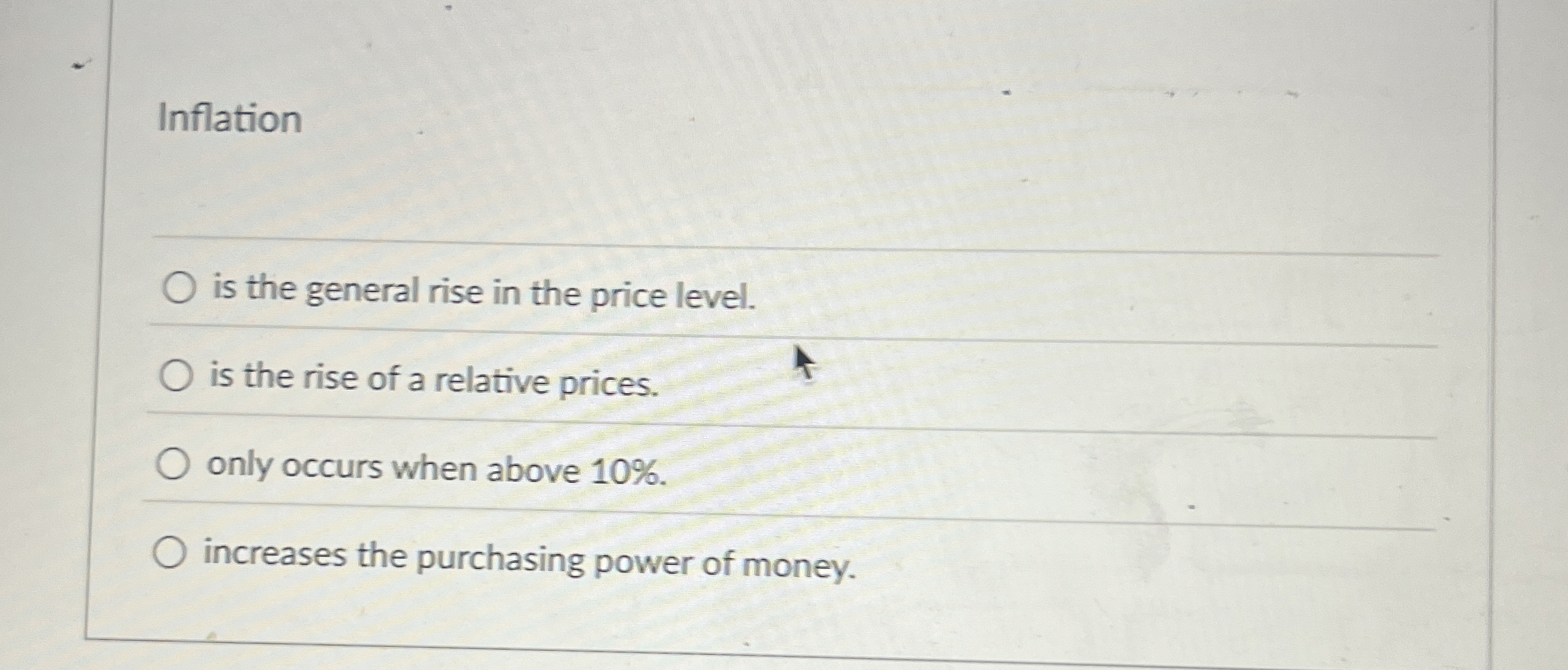 Solved Inflationis the general rise in the price level.is | Chegg.com