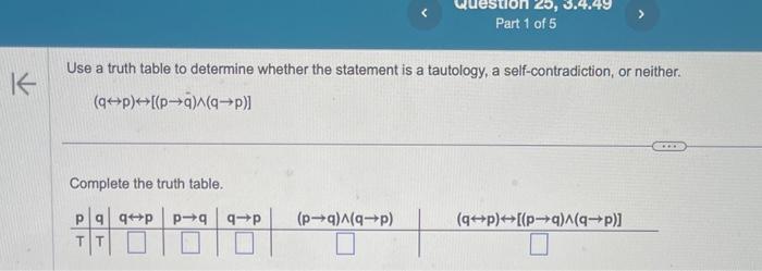 Solved Use a truth table to determine whether the statement | Chegg.com