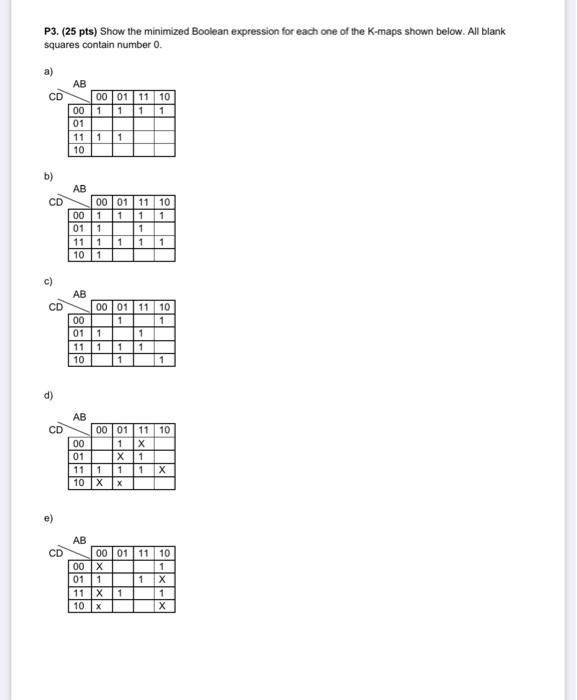Solved P3 25 Pts Show The Minimized Boolean Expression 5982