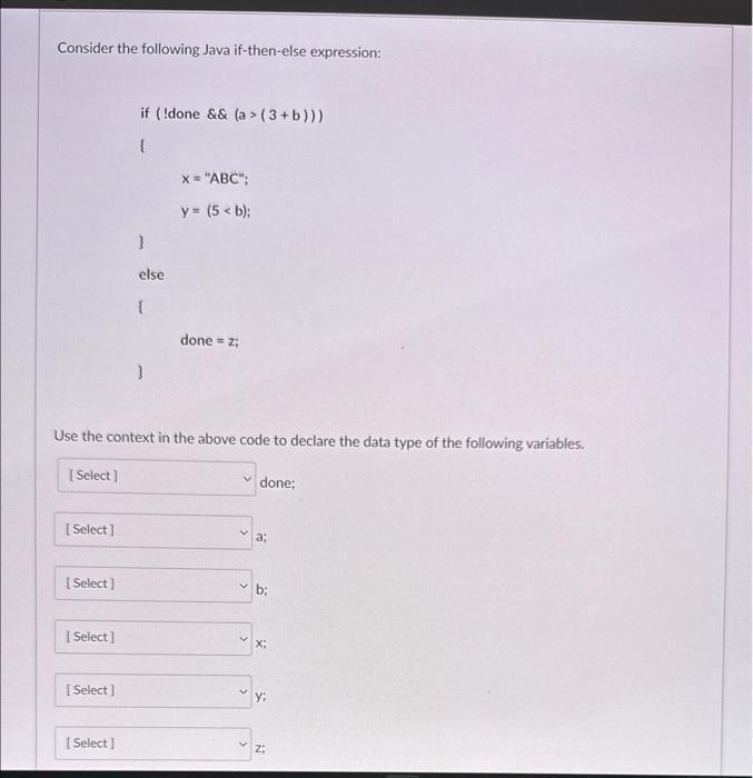 Solved Consider the following Java if-then-else expression: | Chegg.com