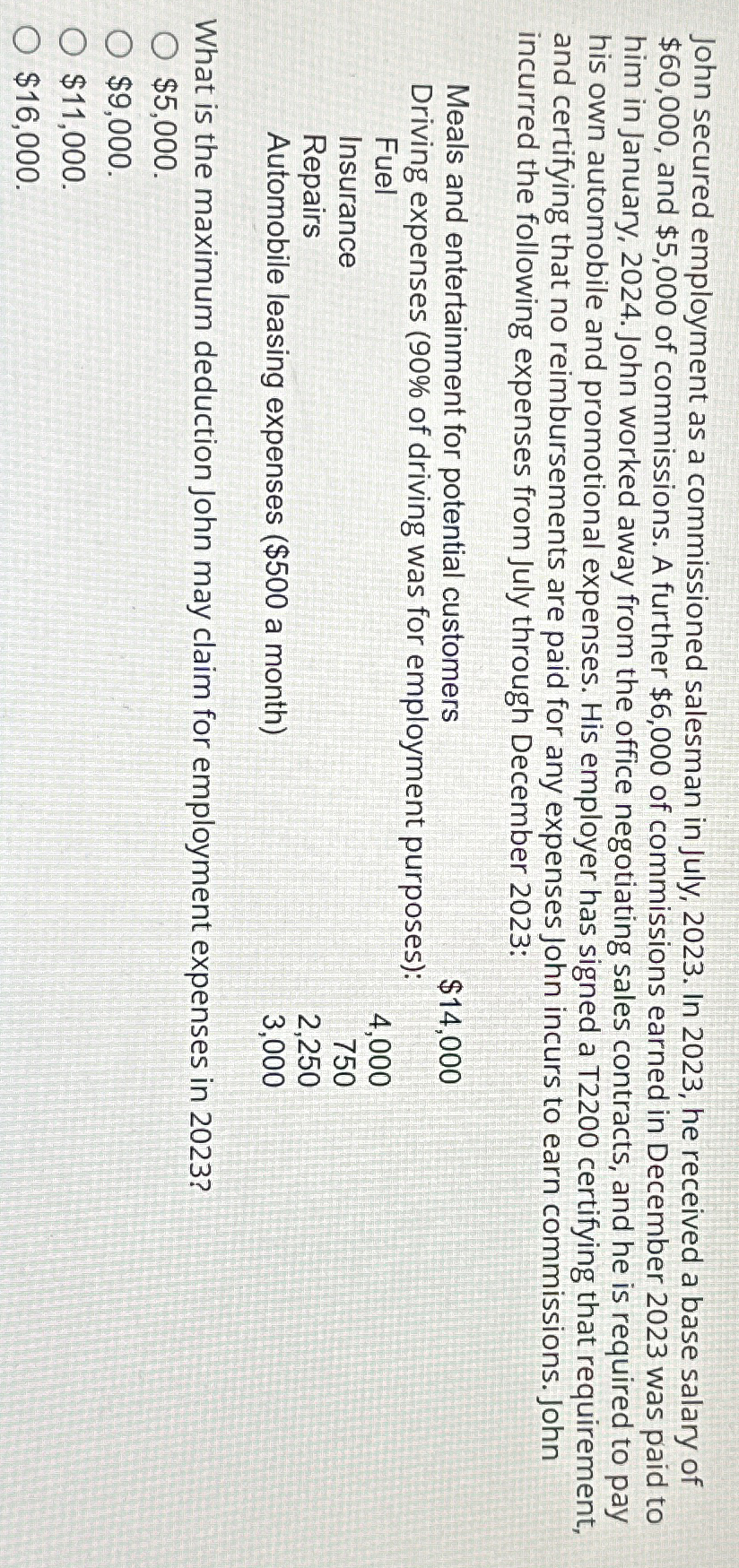 Solved John secured employment as a commissioned salesman in | Chegg.com