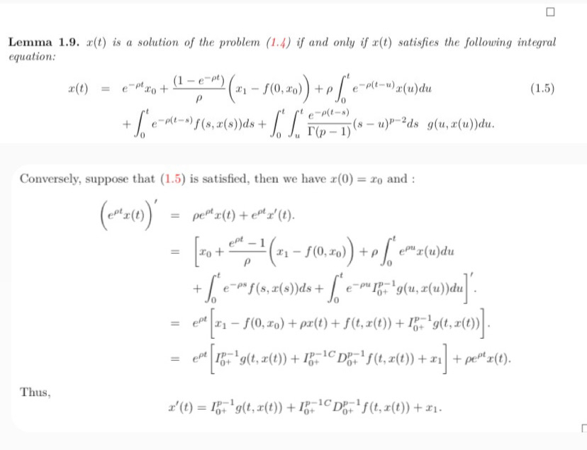 Solved Lemma 1.9. x(t) ﻿is a solution of the problem (1.4) | Chegg.com