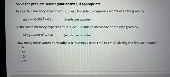 Solved m′(t)=−0.003t2+0.4t (words permirute). In the same | Chegg.com