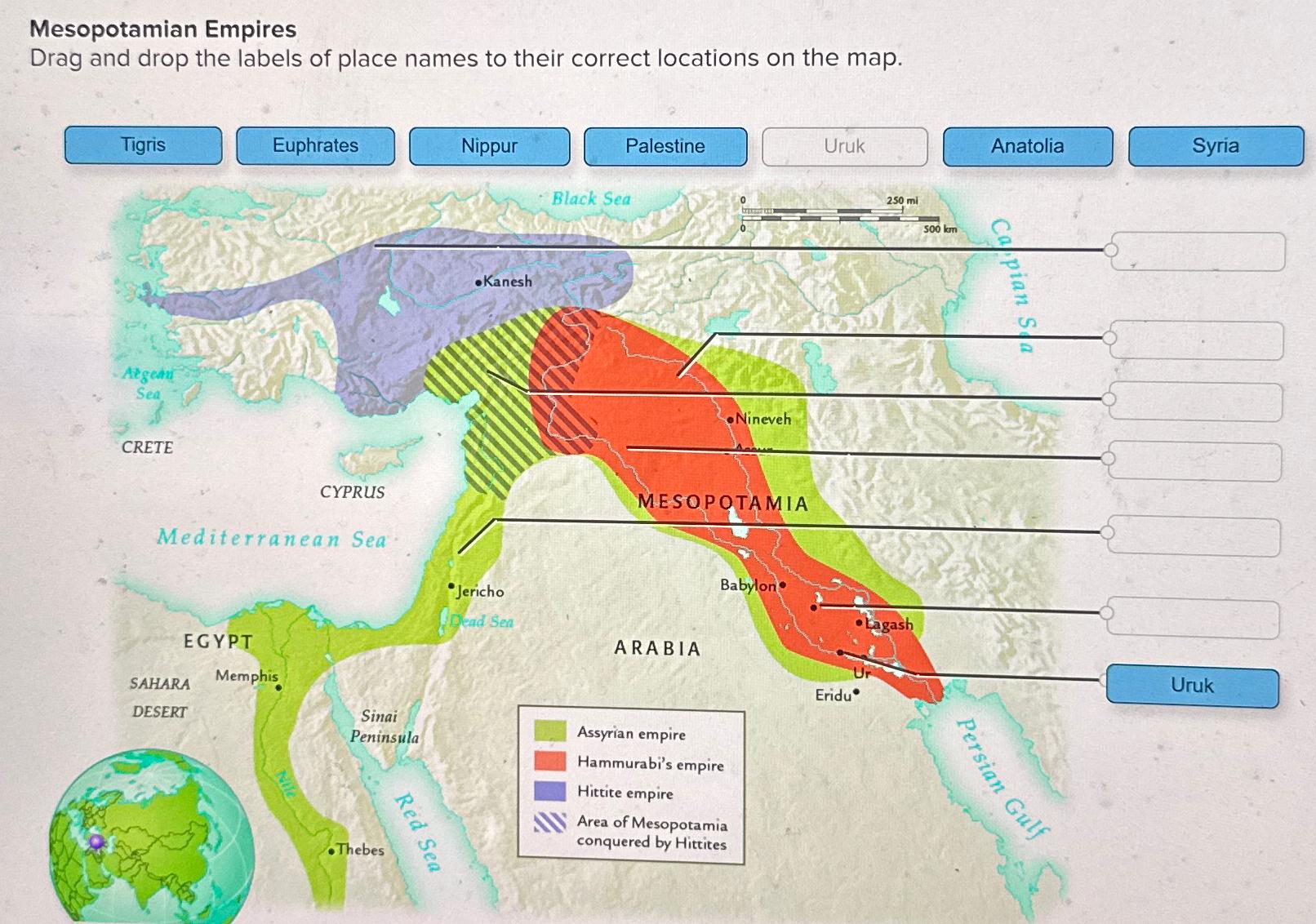 Solved Mesopotamian EmpiresDrag and drop the labels of place | Chegg.com