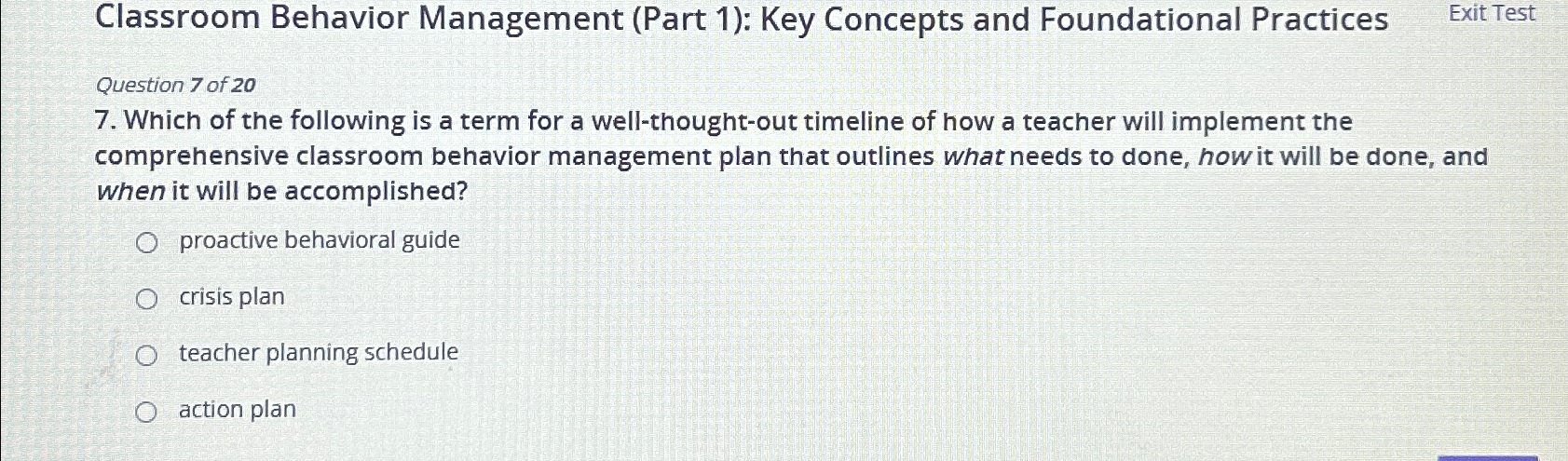 Solved Classroom Behavior Management (Part 1): Key Concepts | Chegg.com