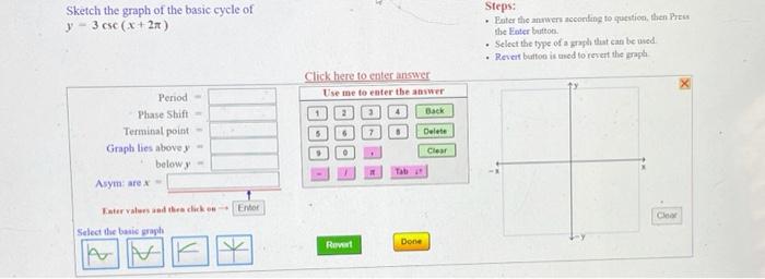 Solved Sketch the graph of the basic cycle of y - 3 csc (x + | Chegg.com