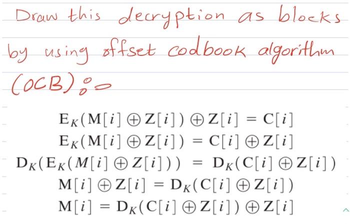 Draw this decryption as blocks by using offset | Chegg.com
