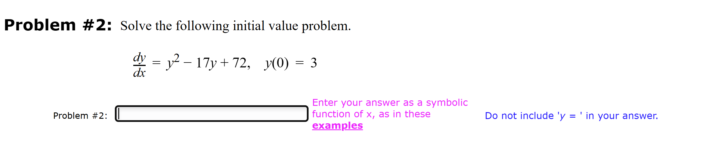 Solved Problem # 2: Solve the following initial value | Chegg.com
