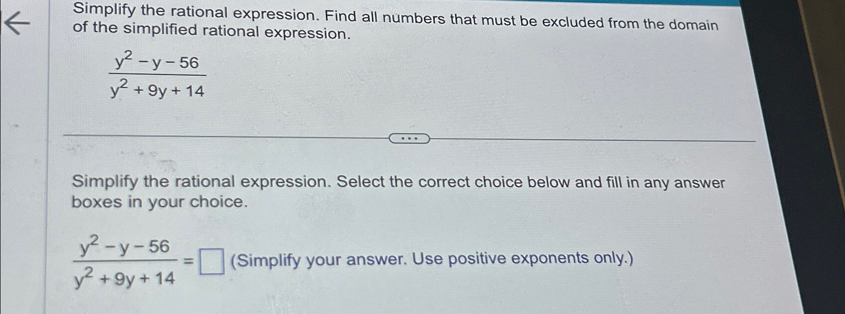 Solved Simplify the rational expression. Find all numbers | Chegg.com