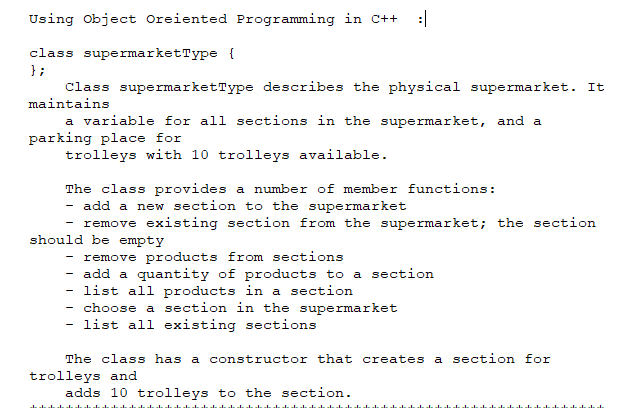 Solved Supermarket Project A shopper enters a supermarket, | Chegg.com