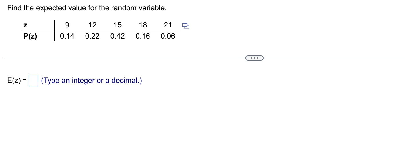 Solved Find the expected value for the random | Chegg.com