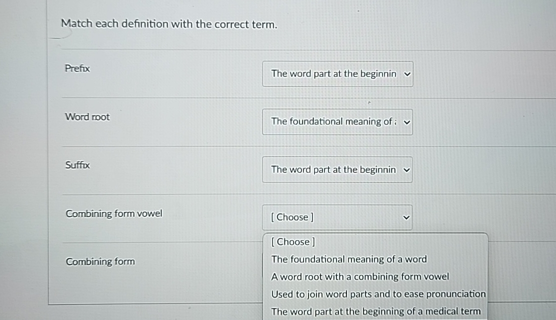 Solved Match each definition with the correct | Chegg.com