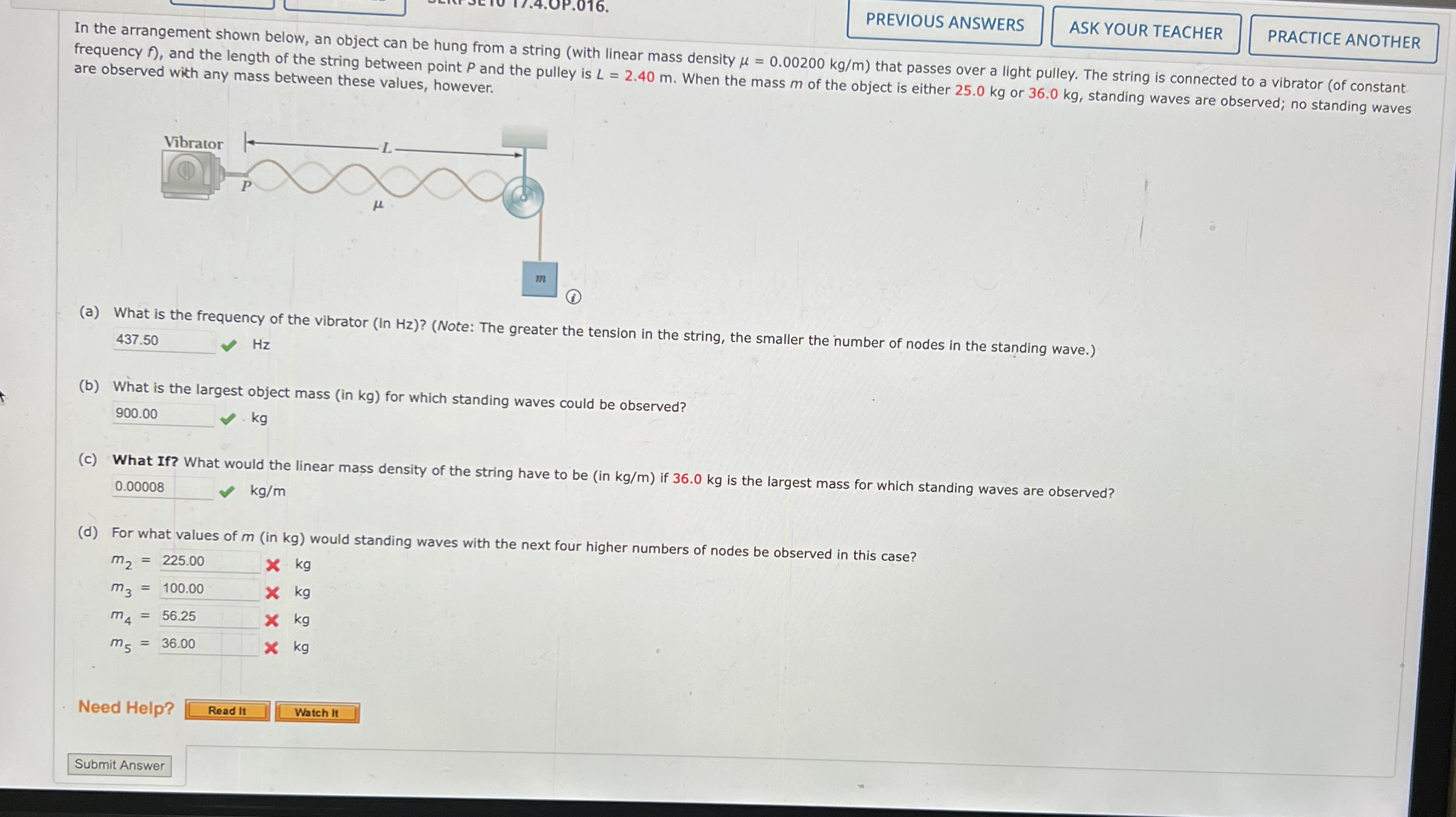 Solved In the arrangement shown below, an object can be hung | Chegg.com