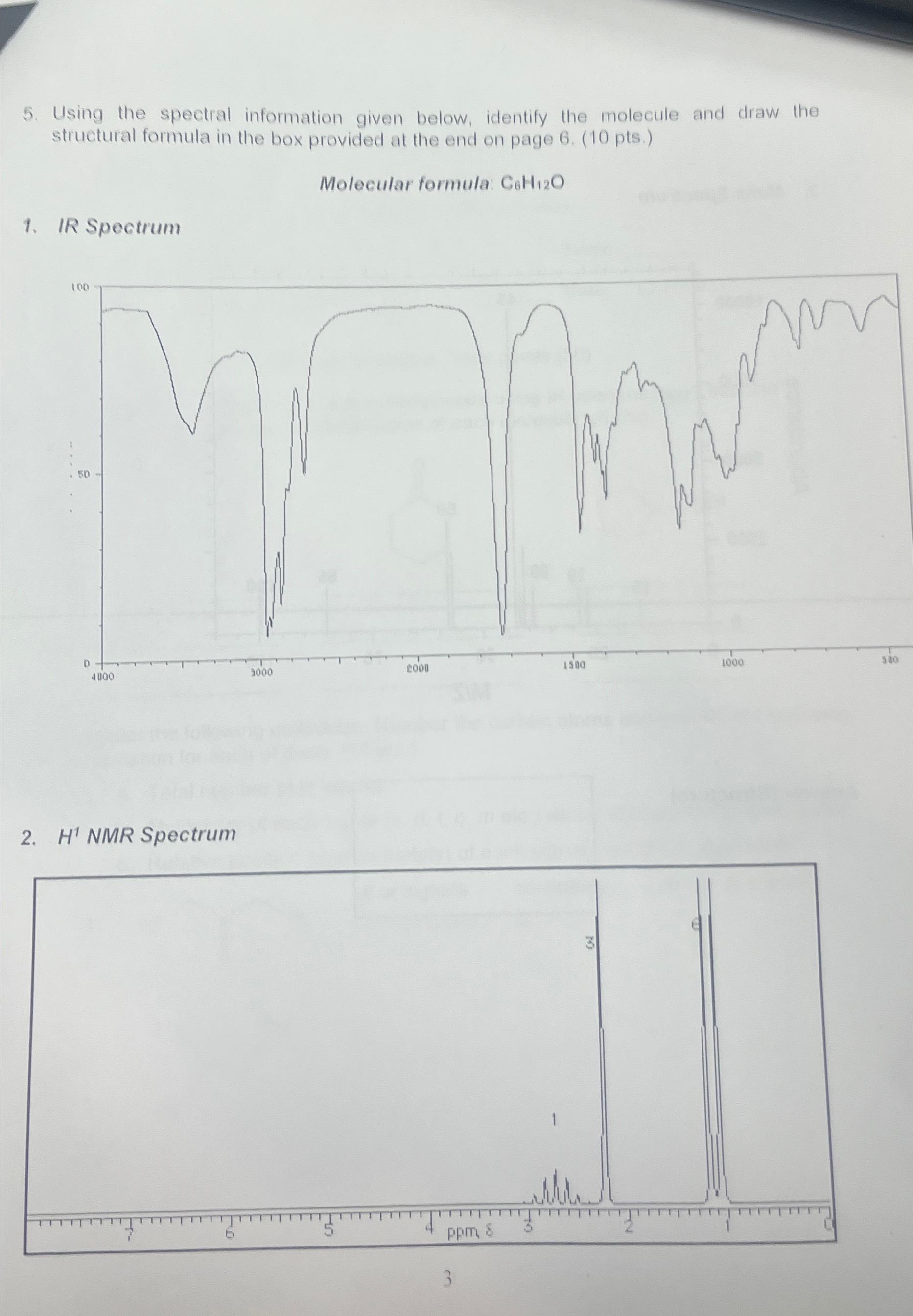 Solved Using the spectral information given below, identify | Chegg.com